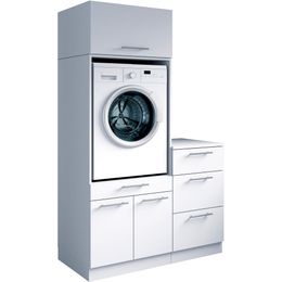 Mehrzweckschrank-Set LAUNDREEZY "Laundreezy, 3-tlg. Mehrzweckschrank-Set B/H/T 118/200/68 cm", weiß matt, B:118cm H:200cm T:68cm, Holzwerkstoff, Kastenmöbel-Sets, Breite 118 cm, Soft-Close-Funktion für Türen