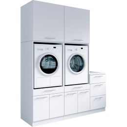 Mehrzweckschrank-Set LAUNDREEZY "Laundreezy, 5-tlg. Mehrzweckschrank-Set B/H/T 186/238/68 cm", weiß matt, B:186cm H:238cm T:68cm, Holzwerkstoff, Kastenmöbel-Sets, Breite 186 cm, Soft-Close-Funktion für Türen