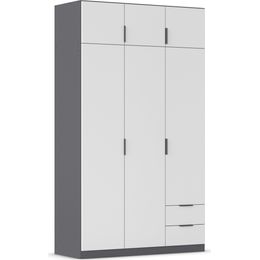Kleiderschrank Rauch "Drehtürenschrank Schrank Garderobe Ankleide Schlafzimmer LAGOA", graumetallic, alpinweiß, B:136cm H:235cm T:54cm, Holzwerkstoff, Schränke, mit geräumigen Schubladen, optional mit Aufsatz MADE IN GERMANY