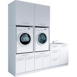 Mehrzweckschrank-Set LAUNDREEZY "Laundreezy, 6-tlg. Mehrzweckschrank-Set B/H/T 238/238/68 cm", weiß matt, B:236cm H:238cm T:68cm, Holzwerkstoff, Kastenmöbel-Sets, Breite 238 cm, Soft-Close-Funktion für Türen
