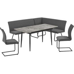 Eckbankgruppe OTTO HOME "Stevian", anthrazite, anthrazite,, Struktur (100% Polyester), Bank Recamiere links, FSC-zertifizierter Holzwerkstoff, Keramik, Metall, Polyester, Polywood, Sitzmöbel-Sets, Holz, Strukturstoffbezug, Freischwingerstühle, gesteppten Bänken