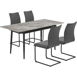 Essgruppe OTTO HOME "Stevian", anthrazite, anthrazite,, Struktur (100% Polyester), FSC-zertifizierter Holzwerkstoff, Keramik, Metall, Polyester, Polywood, Sitzmöbel-Sets, Holz, Strukturstoffbezug, Freischwingerstühle, gesteppten Bänken