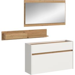 Garderoben-Set Inosign "EVRID, 3-teilig, Breite 140 cm, individuell hängbar & erweiterbar", weiß nb, artisan oak nb, B:172cm H:197cm T:32cm, Spanplatte, Kastenmöbel-Sets, Garderobenkombination, Garderobe, Wandgarderobe, Flur, Diele