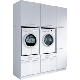 Mehrzweckschrank-Set LAUNDREEZY "Laundreezy, 6-tlg. Mehrzweckschrank-Set B/H/T 186/238/68 cm", weiß matt, B:186cm H:238cm T:68cm, Holzwerkstoff, Kastenmöbel-Sets, Breite 186 cm, Soft-Close-Funktion für Türen