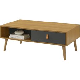 Couchtisch LEONIQUE "Avril", natur, natur, B:110cm H:40cm T:60cm, Tische, Eichen-Melamin, FSC-zertifiziertem Eschenholz, Breite 110 cm
