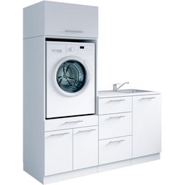 Mehrzweckschrank-Set LAUNDREEZY "Laundreezy, 4-tlg. Mehrzweckschrank-Set B/H/T 168/200/68 cm", weiß matt, B:168cm H:200cm T:68cm, Holzwerkstoff, Kastenmöbel-Sets, Breite 168 cm, Soft-Close-Funktion für Türen