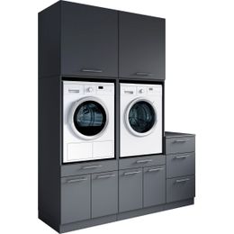 Mehrzweckschrank-Set LAUNDREEZY "Laundreezy, 5-tlg. Mehrzweckschrank-Set B/H/T 186/238/68 cm", anthrazit matt, B:186cm H:238cm T:68cm, Holzwerkstoff, Kastenmöbel-Sets, Breite 186 cm, Soft-Close-Funktion für Türen