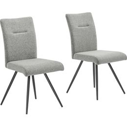 4-Fußstuhl OTTO HOME "Tayz", grau, B:47cm H:88cm T:60cm, Stühle, mit Strukturstoff oder Samtbezug, aufwendiger Steppung