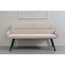 Sitzbank ByLiving "Rico", hellgrau, schwarz, B:160cm H:90cm T:62cm, Stoff, Sitzbänke, gemütliche Esszimmerbank in 140 oder 160cm, hochwertiger Stoffbezug