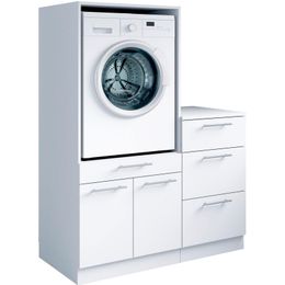 Mehrzweckschrank-Set LAUNDREEZY "Laundreezy, 2-tlg. Mehrzweckschrank-Set B/H/T 118/162/68 cm", weiß matt, B:118cm H:162cm T:68cm, Holzwerkstoff, Kastenmöbel-Sets, Breite 118 cm, Soft-Close-Funktion für Türen