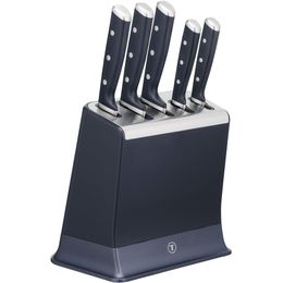 Messer-Set Tefal "EverSharp Pro", dunkelblau, edelstahl, Edelstahl, Kunststoff, Kochmesser-Sets, selbstschärfender Messerblock, Klinge aus deutschem Edelstahl