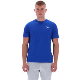 T-Shirt Reebok "CODY SMALL LOGO CREW NECK SS TEE", Herren, Gr. L, vector blau, Obermaterial: 100% Baumwolle, normal, Rundhals, Shirts