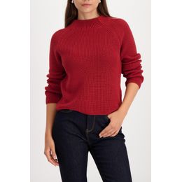 Strickpullover monari, Damen, Gr. 40, chimney rot, Strick, Obermaterial: 50% Baumwolle, 50% Polyacryl, unifarben, regular fit taillenbedeckt, Rundhals, Raglanärmel gerader Abschluss, Pullover, Regular fit mit Rundhalsausschnitt