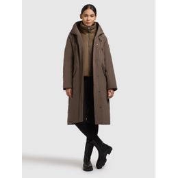 Wintermantel Khujo "IXIA", Damen, Gr. L, dull grün, Canvas, 55% Baumwolle, 45% Polyester, unifarben, Raglanärmel Rippstrickbündchen mit Windstopper, Mäntel