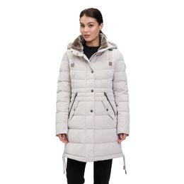Steppjacke Gil Bret, Damen, Gr. 44, silber (silber cloud), Web, Obermaterial: 100% Polyester, unifarben, figurbetont kniefrei, Rundhals, Jacken, mit abnehmbarer Kapuze