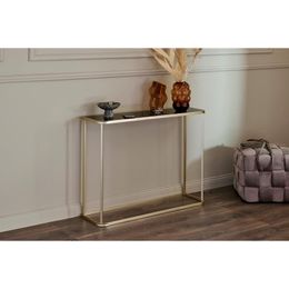 Jahnke Konsolentisch »CIRCO CONSOLE« 1 Stk. tlg. gebogene Rahmenteile, Konsole, Beistelltisch Schwarzglas/Gold + Goldfarben + Schwarzglas