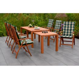 Merxx Garten-Essgruppe »Comodoro« Set, 13 Stk. tlg. 6 Klappsessel, 5-fach verstellbar, 6 Auflagen, Ausziehtisch braun + braun + braun