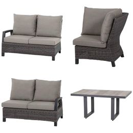 siena GARDEN Gartenlounge-Set »Corido« 4 Stk. tlg. charcoal grey/schwarz + Bezug: 100% Polypropylen