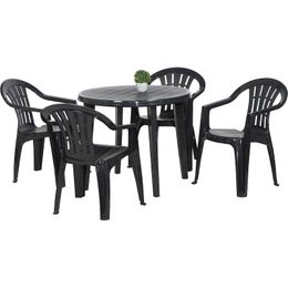 JARDIN Garten-Essgruppe »Cuba / Lisa« Set, 5 Stk. tlg. bestehend aus 4 Sesseln und 1 Tisch graphit +
