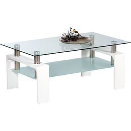 Stolkom Couchtisch »Mango II Glastisch, Wohnzimmertisch, Tisch Glas BxHxT 100x46x60 cm« Sicherheitsglas 8mm stark, Edelstahlrohre als Distanzhalter...