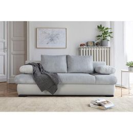 Collection AB Schlafsofa »Chicago, B: 200 cm, Liegefl. 146x200 cm« mit Bettfunktion, Bettkasten & 2 Armlehnenkissen, Federkern hellgrau