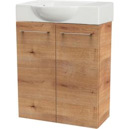 Fackelmann Waschtisch &raquo;SBC&laquo; Set, bestehend aus Becken und Unterbau, Breite ca. 55 cm braun Holzwerkstoff, Keramik