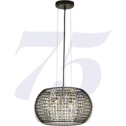 Searchlight Hängeleuchte »Cage 4Lt Pendant - Black Metal & Crystal Glass« G9 1 Stk. Matt Schwarz und Klar