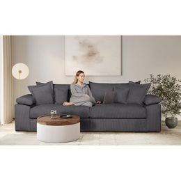 Home Affaire Big-Sofa »Soft&Cosy XL, B: 246 cm« Mega-Sofa, Cord oder Chenille-Struktur, mit Federkern & 4 Zierkissen anthrazit
