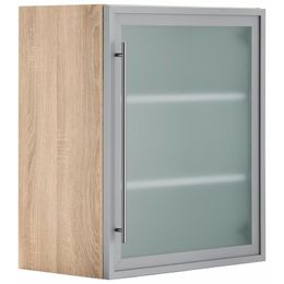 Optifit Glash&auml;ngeschrank, Breite 60 cm alu/eichefarben eichefarben