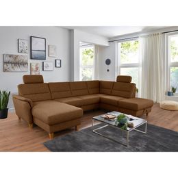 Home Affaire Wohnlandschaft »Palmera U-Form, B: 308 cm« optional Bettfunktion & Bettkasten, Federkern messing