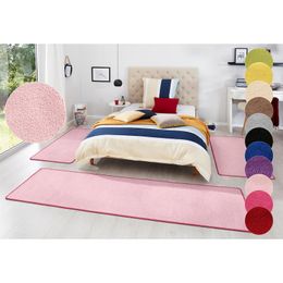 Hanse Home Bettumrandung »Fancy« Höhe 7 mm 3 Stk. tlg. Unifarben, Bettvorleger, 3-teiliges Läufer-Set fürs Schlafzimmer rosa Obermaterial: 100%...