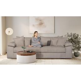 Home Affaire Big-Sofa »Soft&Cosy XL, B: 246 cm« Mega-Sofa, Cord oder Chenille-Struktur, mit Federkern & 4 Zierkissen taupe