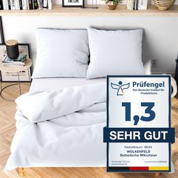 WOLKENFELD Bettw&auml;sche &raquo;Allergiker Bettw&auml;sche, unfassbar weich&laquo; 2 Stk. tlg. 135x200 cm, 155x220 & &Uuml;bergr&ouml;&szlig;en I inkl. Kissenbez&uuml;ge 80x80 I Uni Wei&szlig;...