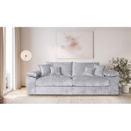 Home Affaire Big-Sofa »Soft&Cosy XL, B: 246 cm« Mega-Sofa, Cord oder Chenille-Struktur, mit Federkern & 4 Zierkissen hellgrau