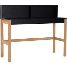 Inosign Schreibtisch &raquo;Melia&laquo; Aufsatz mit 2 F&auml;chern f&uuml;r mehr Stauraum Natur + Schwarz Moderner Schreibtisch mit gradlinigem Design