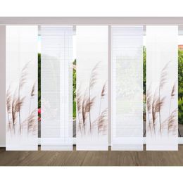 HOME IN GREEN Schiebegardine »PAMILO« Paneelwagen 5 Stk. tlg. SET DIGITALDRUCK, BAMBUSOPTIK RECYCELT naturfarben Obermaterial: 100% Polyester 245 cm