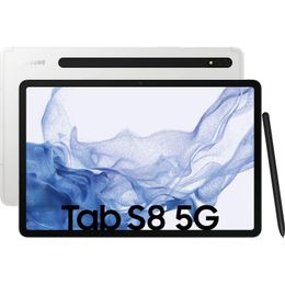 Samsung Tablet »Galaxy Tab S8 5G« (27, 81 cm / 11 ′′) Android 128 GB WQXGA 5G ) Silber Ladeadapter nicht im Lieferumfang, bitte separat bestellen