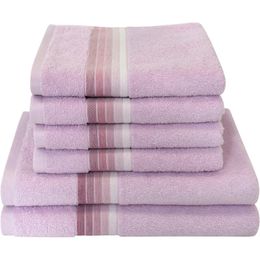 Dyckhoff Handtuch Set &raquo;Chenille&laquo; Set 6 Stk. Frottier Set beinhaltet: 4x Handtuch (50x100cm) und 2x Duschtuch (70x140cm) rosa Frottier, Obermaterial: 90% 