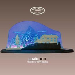 Weigla LED Dekolicht &raquo;Matterhorn, Holz & Acrylglas, BLAU-GRAU-WEIẞ, Made in Germany&laquo; LED-Modul 1 Stk. Neutralwei&szlig; Erzgebirge garantiert, Dekolampe f&uuml;r Innen,