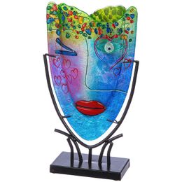 CASABLANCA BY GILDE Dekovase »Glasart ovale Designvase Face "Twinkle", Höhe ca. 38, 5 cm« aus Metall und Glas, Metallfuss schwarz lackiert bunt
