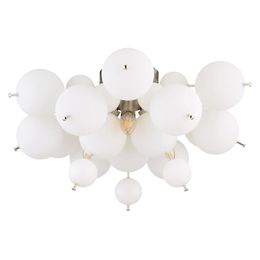 Globo LIGHTING Deckenleuchte »UDO« E14 1 Stk. Deckenlampe, mehrere Glaskugeln, Design Leuchte, Glas opal Nickel matt
