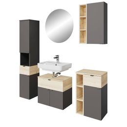 SAPHIR Badm&ouml;bel-Set &raquo;Quickset 394&laquo; Komplett-Set, 5 Stk. tlg. Quarzgrau Matt