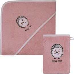 Wörner WÖRNER Handtuch Set »Igel rosa Kapuzenbadetuch 100/100 mit Waschhandschuh« mi süßer Igelstickerei rosa Obermaterial: 100% Baumwolle