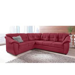 Sit & More SIT&MORE Ecksofa »Savona L-Form, B: 262 cm« optional Bettfunktion, Federkern karminrot