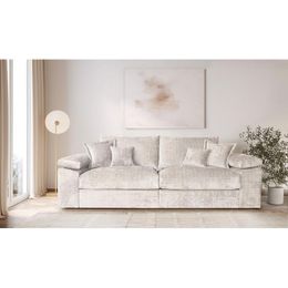 Home Affaire Big-Sofa »Soft&Cosy XL, B: 246 cm« Mega-Sofa, Cord oder Chenille-Struktur, mit Federkern & 4 Zierkissen beige