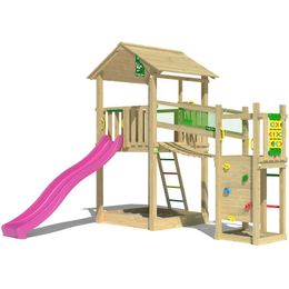 Jungle Gym Spielturm »Fortress« Spielanlage mit 2 Türmen, Brücke und Rutsche mit Wasseranschluss fuchsia 0