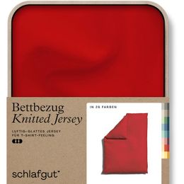 Schlafgut Bettbezug »Knitted Jersey uni, aus Bio-Baumwolle mit Elasthan, Reißverschluss« bügelfrei, Mix & Match Bettwäsche: passender Kissenbezug...