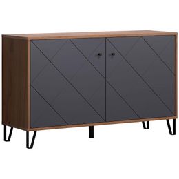 Places of Style Sideboard »Molveno« 1 Stk. tlg. außergewöhnliches Design mit strukturierten Fronten, Soft-Close Eiche Kraft Gold Melamin/Graphite...