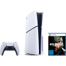 Playstation 5 Konsolen-Set »PS5 Disk Edition (Slim) + Metal Gear Solid Delta - Snake Eater« 1.000 GB 1 TB weiß/schwarz Vertikaler Standfuß für...
