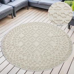 my home Teppich »Juliane Outdoor« rund 12 mm Höhe Hoch-Tief-Struktur, Boho, Outdoor geeignet, Balkon, Terrasse sand Obermaterial: 100% Polypropylen...